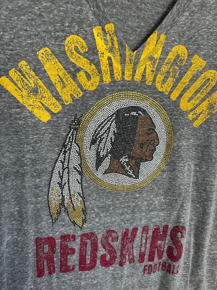 NWT Washington Redskins Commanders NFL Team Apparel V Neck Bedazzled T ...