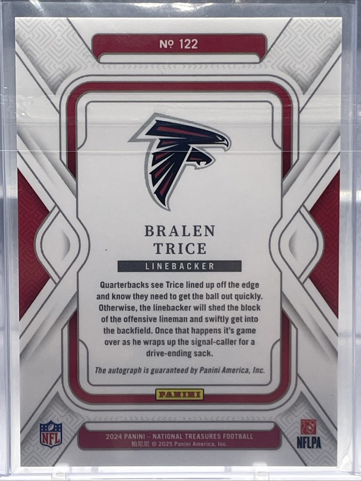BRALEN TRICE - 2024 National Treasures Rookie RC Autograph 64/99 ...
