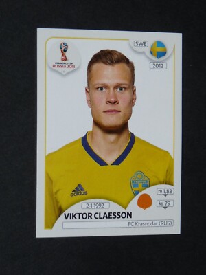 #485 CLAESSON KRASNODAR SUEDE PANINI FOOTBALL FIFA COUPE MONDE RUSSIA ...