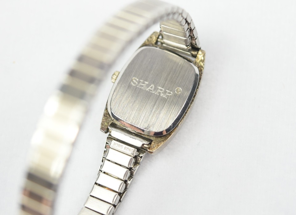 Ladie's Silver Tone Retro Sharp Watch Stainless Steel Stretch Band New ...