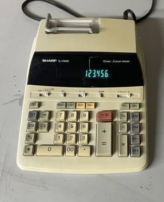 Sharp Electronic Printing Calculator 12 Digit 2 Color Printer, Model EL ...