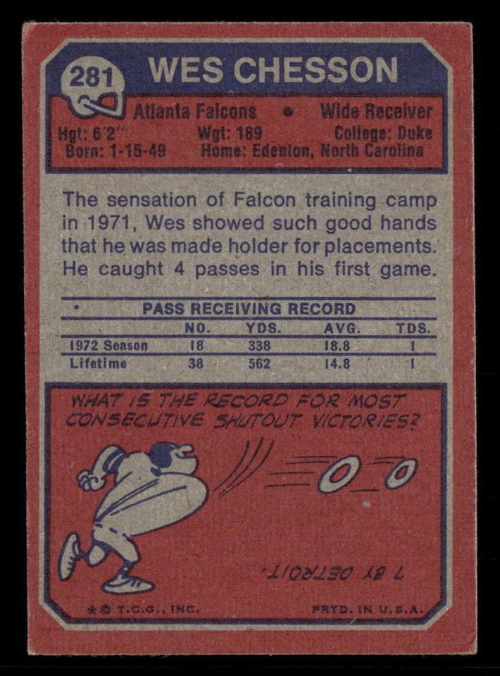 1973 Topps #281 Wes Chesson - POOR | eBay