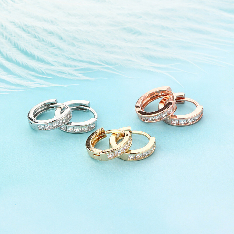 Gold Silber Square Small Cz Huggie Hoop Ohren Ohren Frauen Männer ...