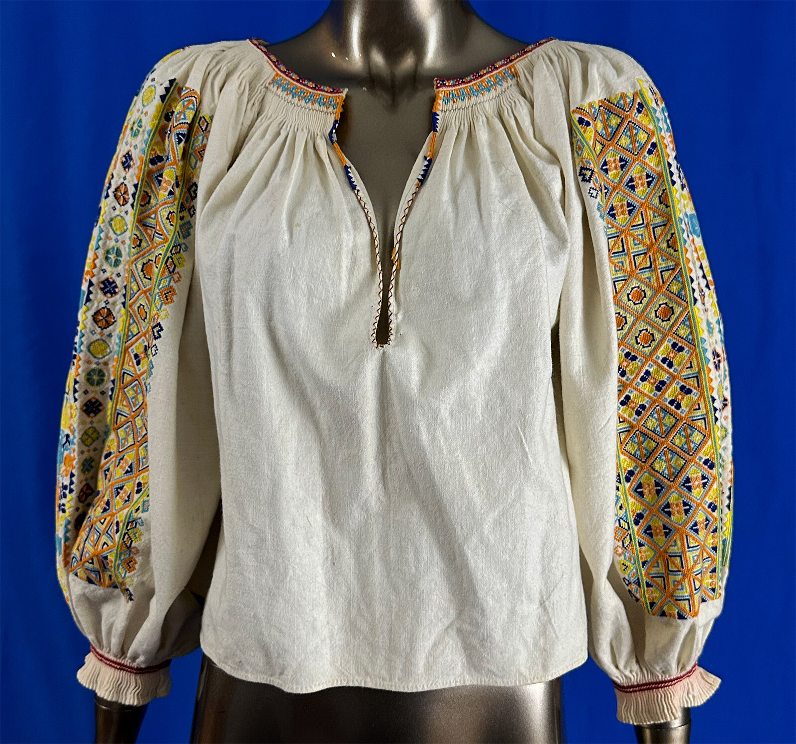 Antique Romanian Folk Costume Hand Embroidery Linen P… - Gem