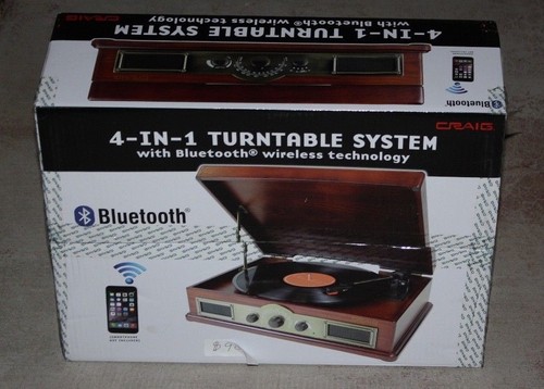 Craig Retro Wooden Turntable Record Player 4 in 1 System Bluetooth AM ...