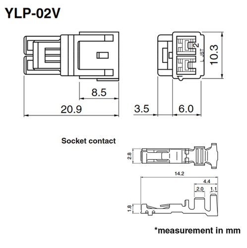 JST YLP-02V Male Housing with Female Pins Vewlix Harness Connector ...