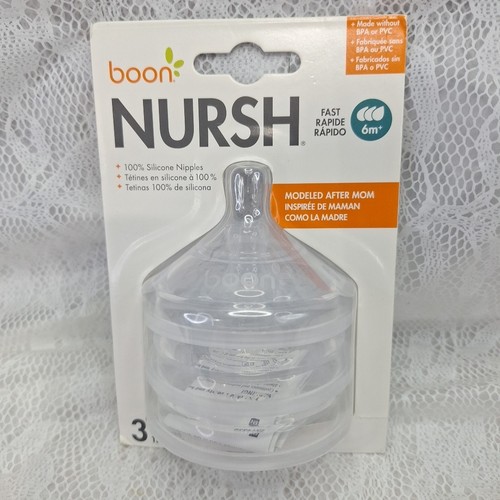 Brand New Sealed Boon Nursh Silicone Nipple Modeled After Mom 3pk ...