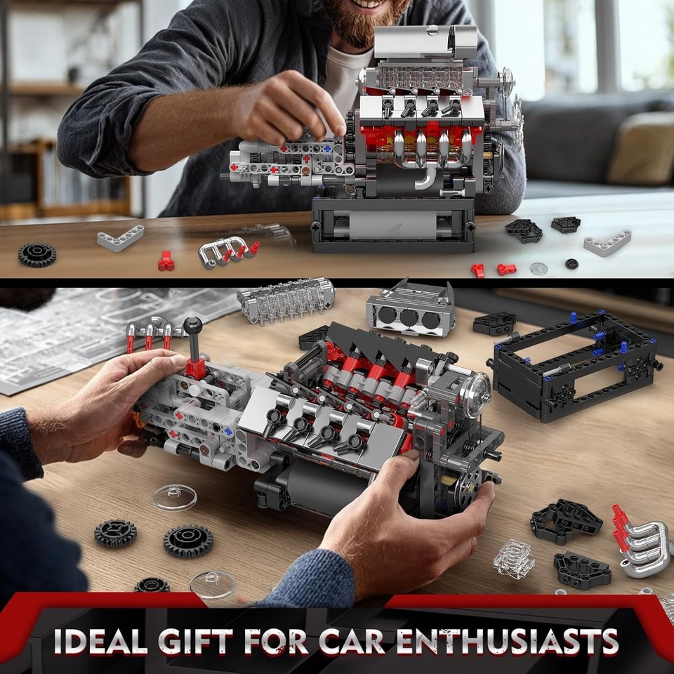 V8 Engine Building Toy Set, Build Your Own V8 Car Engine Model That ...