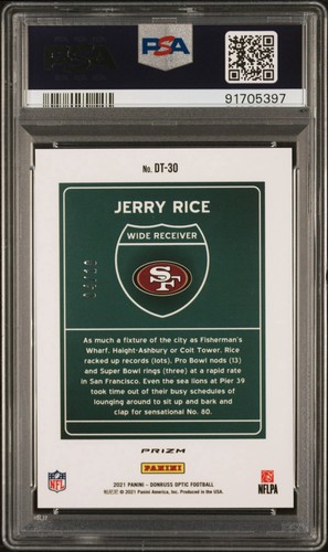 Jerry Rice GOLD DOWNTOWN 2021 Panini Donruss Optic - PSA Mint 9 04/10 ...