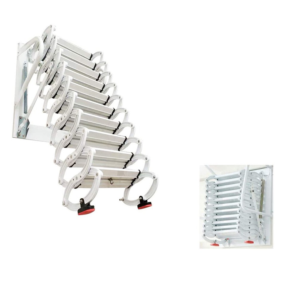 Wall Mounted Attic Ladder 10ft Loft Wall Folding Ladder Pull Down Loft ...