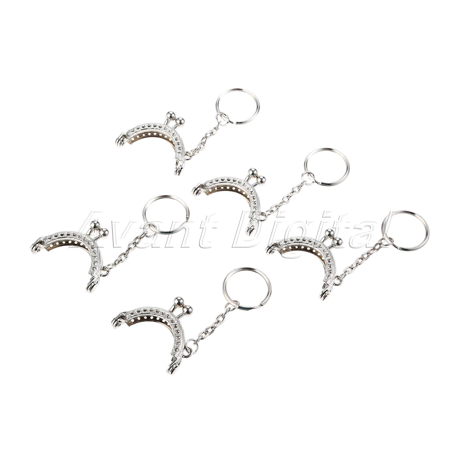 5Pcs Stylish Metal Frame Arch Purse Coin Bag Kiss Ball Clasp Key Chain ...