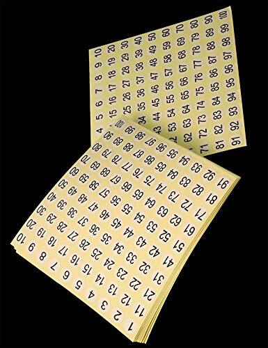 15 Sheets 1-100 Small Number Stickers Round Self-Adhesive Consecutive ...