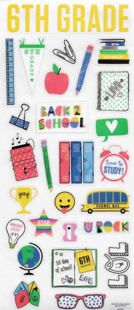 6th Sixth Grade School Scrapbook Stickers 5” x 12” | eBay
