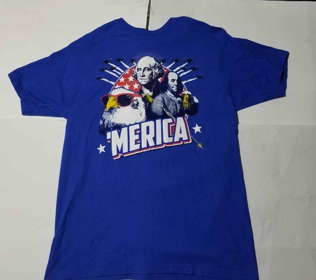 ‘Merica Blue George Washington Ben Franklin Eagle Jets Tshirt Size L ...