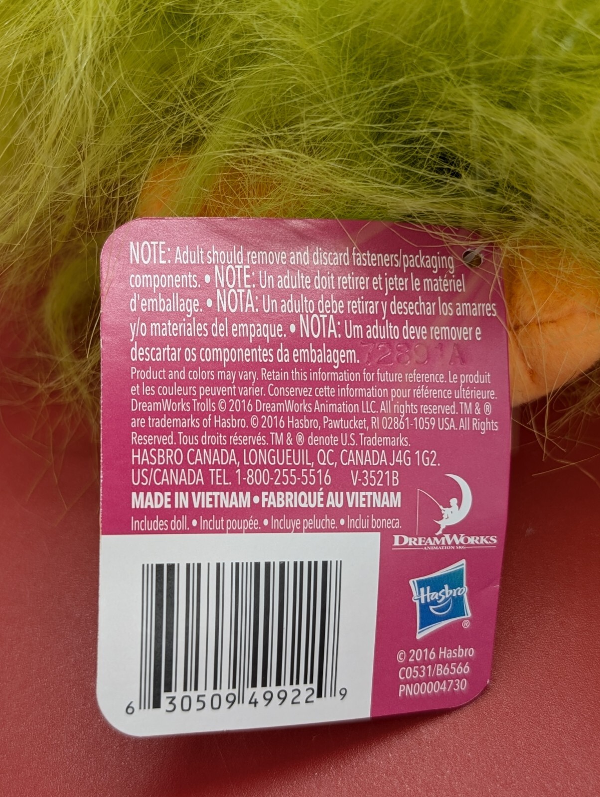 2016 Hasbro Dreamworks Trolls Hug 'n Plush Fuzzbert Stuffed Toy for ...