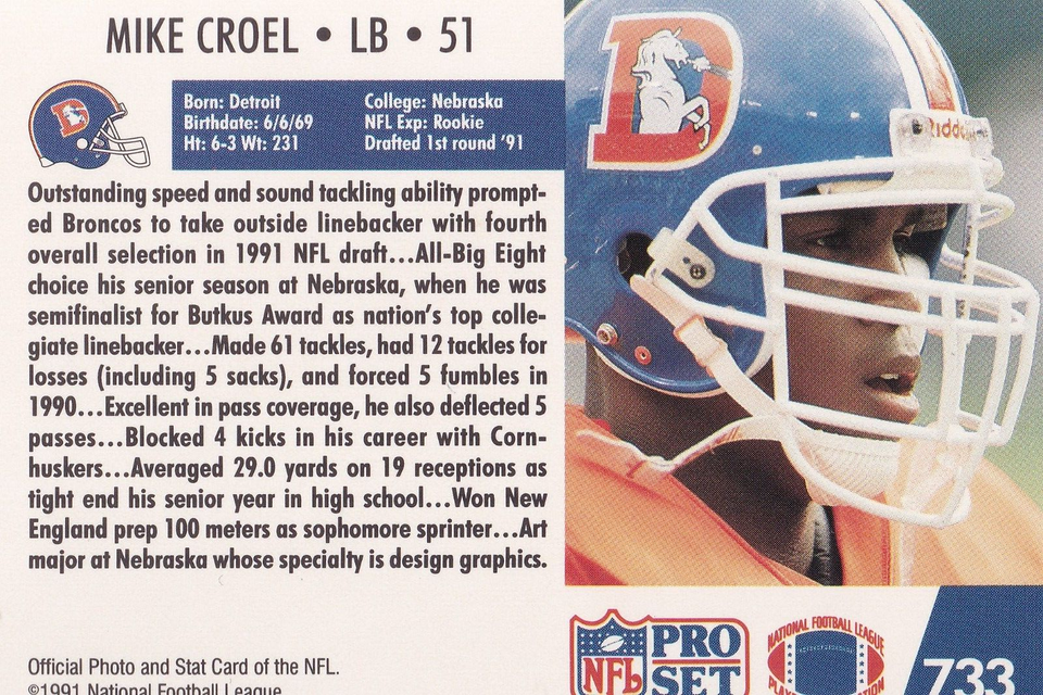 1991 Pro Set #733 Mike Croel NFL Denver Broncos + (Yes 4 Free Mystery ...