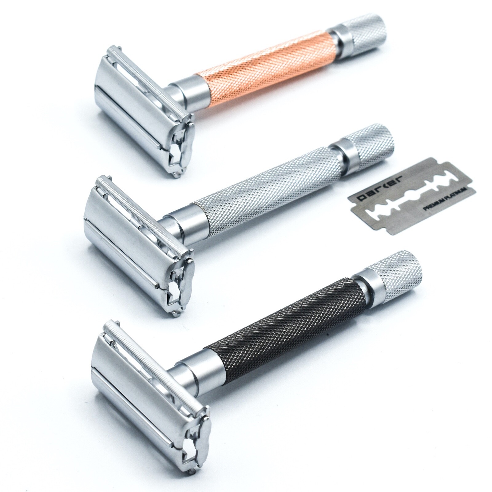 Parker 74R Satin Chrome Butterfly Open Safety Razor 5 Double Edge Razor ...