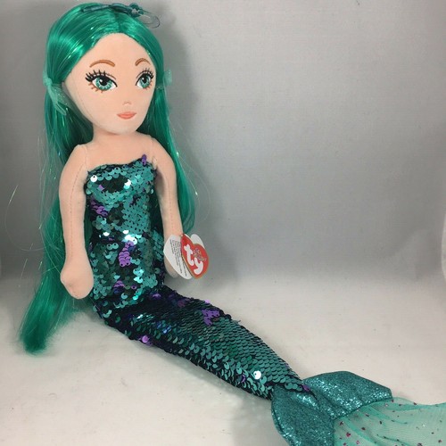 TY 18" Medium Size AZURE Sea Sequins Aqua Mermaid Plush Toy MWMTs Ty ...