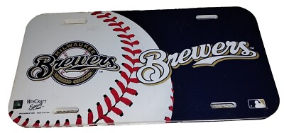 New Vintage MLB Milwaukee Brewers Plastic License Plate WinCraft 6" X ...