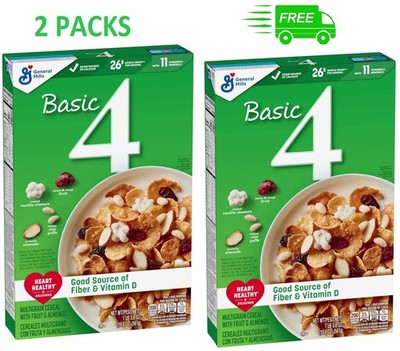 Basic 4 Heart Healthy Cereal, Fruit and Nut Fiber Cereal with 19.8 oz ...