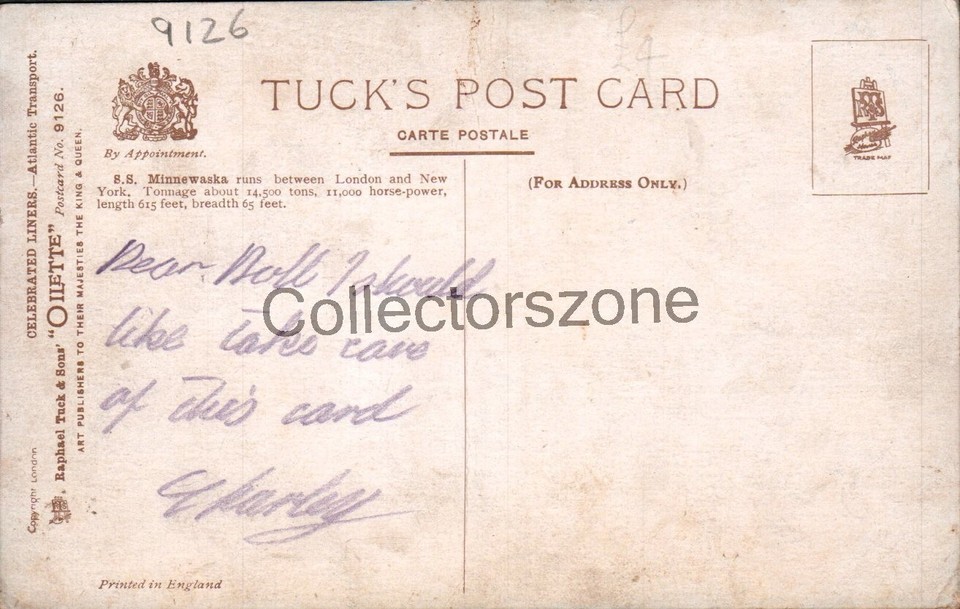 Atlantic Transport Line SS Minnewaska Ocean liner 1922-34 Printed ...