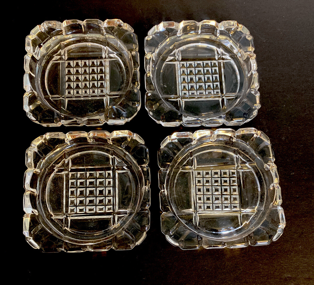 Vintage Glass Round Glass Coasters/Crystal? 3 3/4" Drink Coasters/Set ...