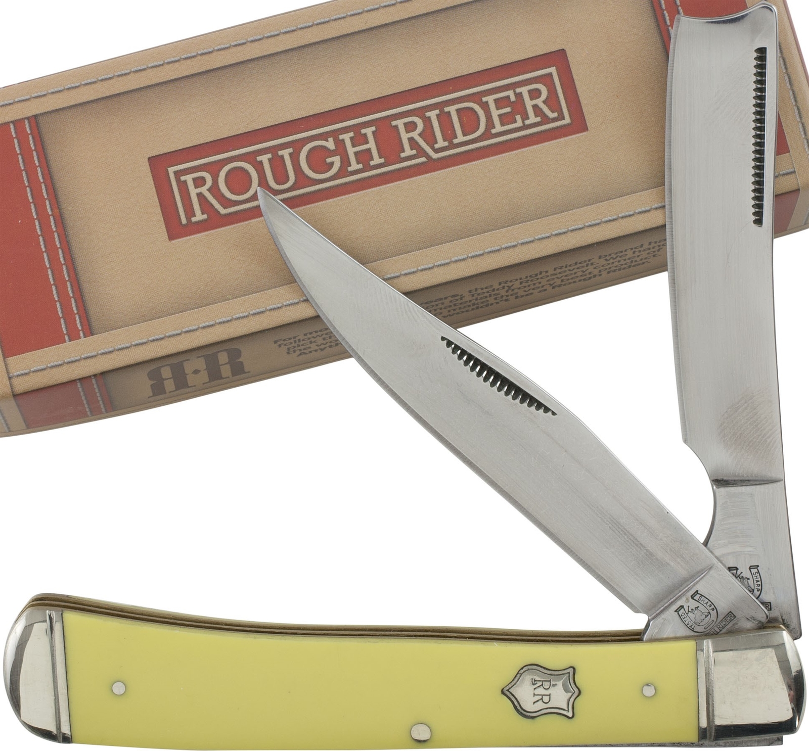 Rough Rider Smooth Yellow Razor Trapper Pocket Knife RR892 2 Folding ...