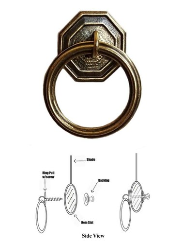DESIGNER SERIES - Roller Window Shade RING PULL - Antique Brass OCTAGON ...