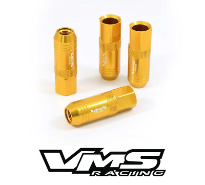 20PC VMS RACING GOLD 12X1.5MM 60MM EXTENDED TUNER ALUMINUM RACING LUG ...
