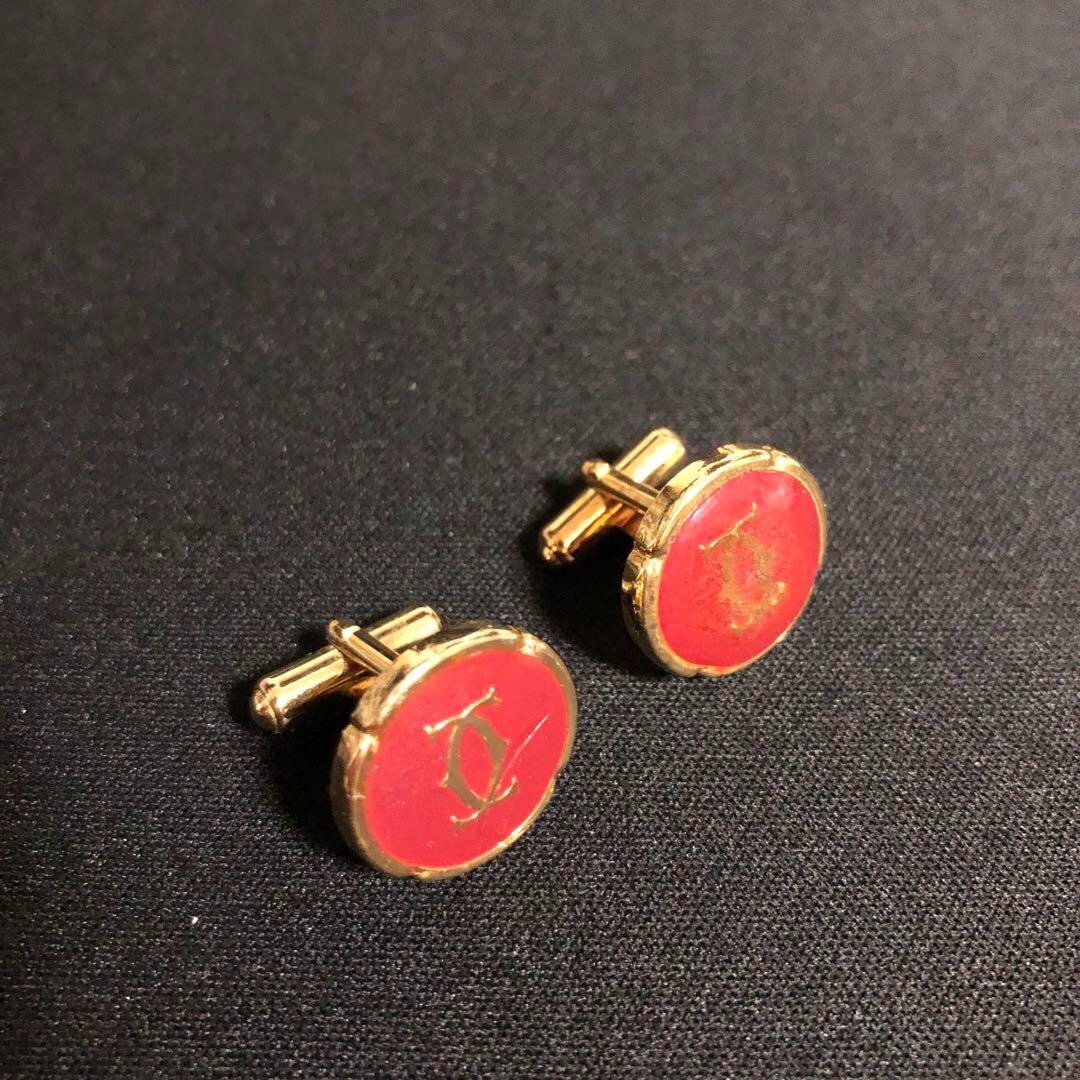 Cartier Cufflinks Gold x Red Men's Accessories Authentic Cartier Cufflinks Gold x Red Men's Accessories Authentic