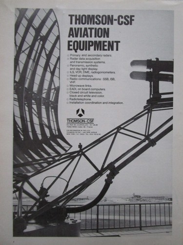 7/1973 PUB THOMSON-CSF AVIATION EQUIPMENT RADAR RADIOTELEPHONE ILS ...