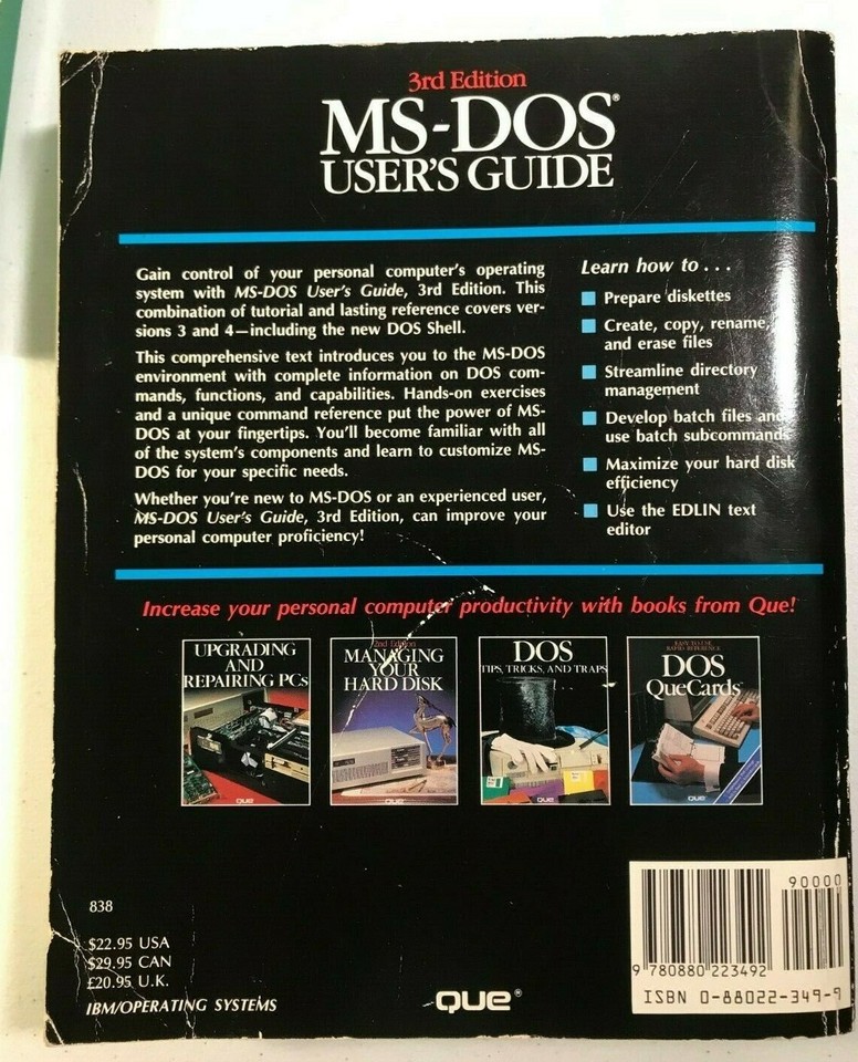 Lot 2 vtg books 1985 1988, MS-DOS ver 3.3 User's Guide, Computer Tech's ...