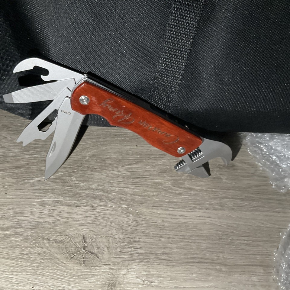 Great Adjustable-wrench Multitool with Wood-style Handle Scales ...