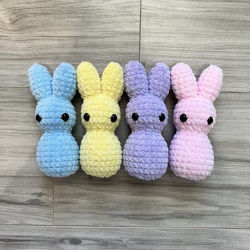 Set Of 4 Pastel Peep Bunny Crochet Plushies, Easter, Handmade ...