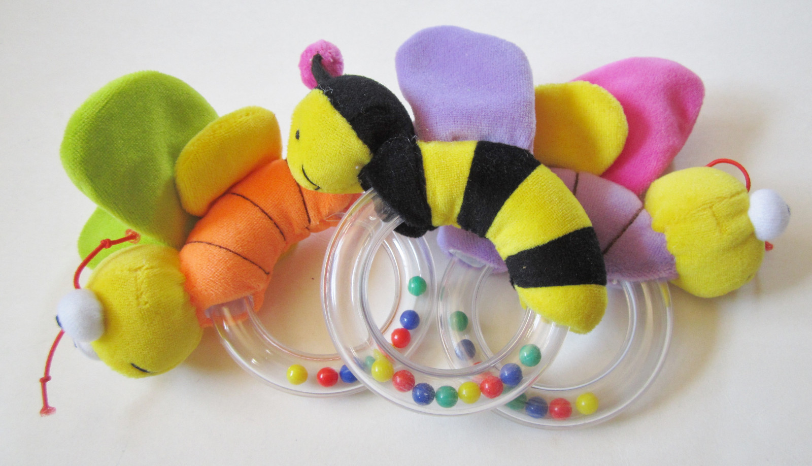 Baby Plush Rattle, bug theme, has Plastic Handle with Beads - NWOT - 1 ...