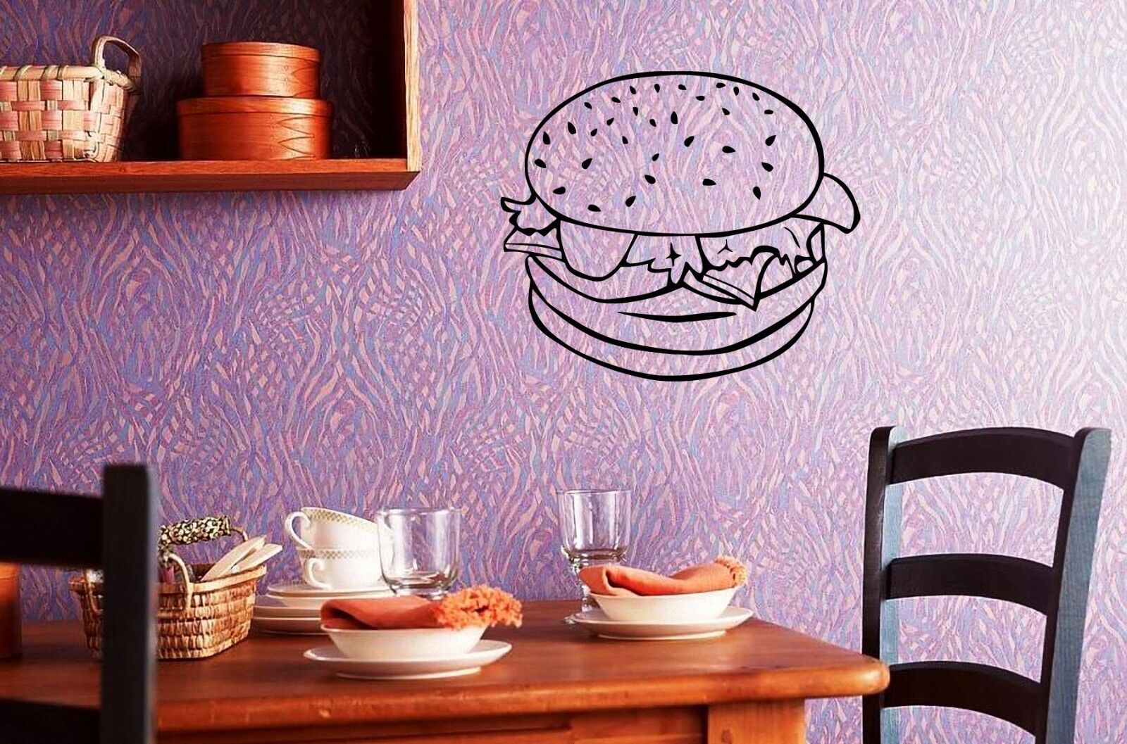Wall Stickers Vinyl Decal For Kitchen Food Hamburger Fast Food ...