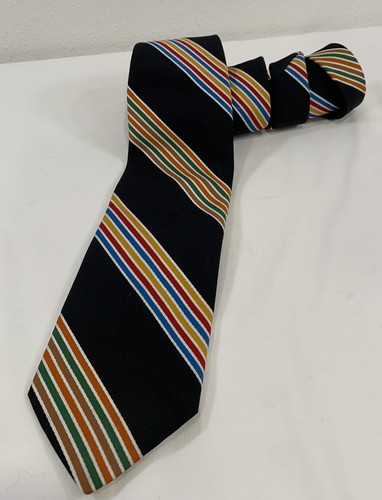VTG Beau Brummel Gentry Men’s Necktie Tie Rainbow Candy Stripe Qiana ...