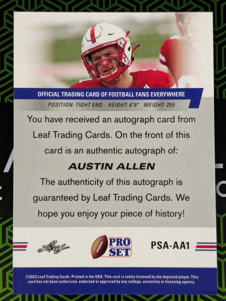 Austin Allen 2022 Leaf Pro Set Auto Yellow Parallel XRC PSA-AA1 Packers ...