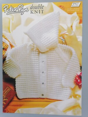 BABY JACKET with HOOD, 46-56cm, 8ply - PETER PAN Knitting Pattern 827 ...