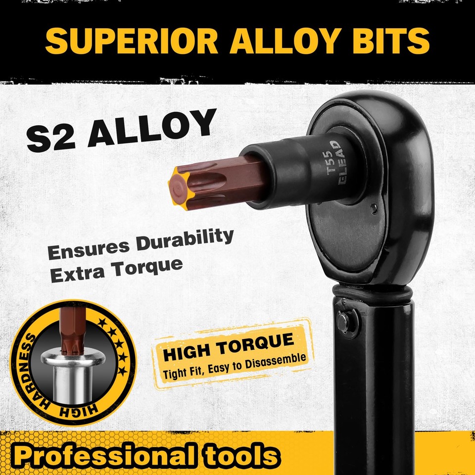 31-Piece Torx Bit Socket Set: Premium CR-V & S2 Alloy Steel, Star T8 ...