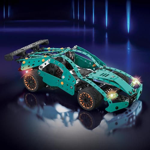 Meccano Race Car 2-in-1 Model Motorized Vehicle Building Kit 353 Part ...
