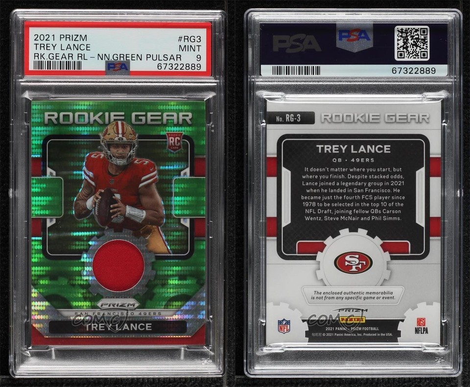 2021 Panini Prizm Rookie Gear Neon Green Pulsar Trey Lance PSA 9 MINT ...