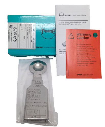 New Rembe GmbH Burst Rupture Disc, DN25 / 1", SS 698 sqin, 189psig BT ...
