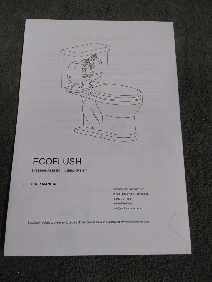 ECO FLUSH TOILET complete unit replacement B8104 ECOFLUSH Pressure ...