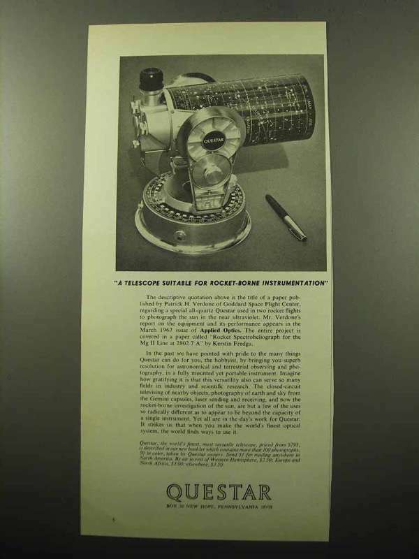 1969 Questar Telescope Ad - Rocket-Borne | eBay