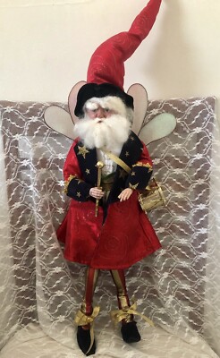 MARK ROBERTS DOLL ELF WINGS SANTA JESTER SKINNY RED GOLD PARADE DRUM ...