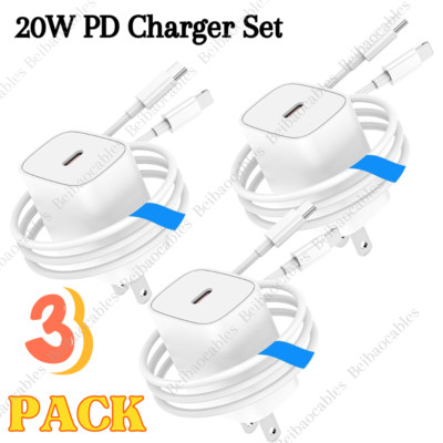 3Pack For iPhone 15 14 13 12 11 Pro Max New 20W PD Fast Charger Cube ...