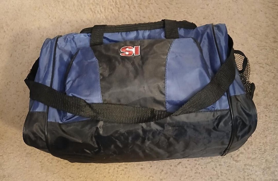 SI Sports Illustrated Vintage Nylon Tote Gym Bag Navy Blue Duffle ...