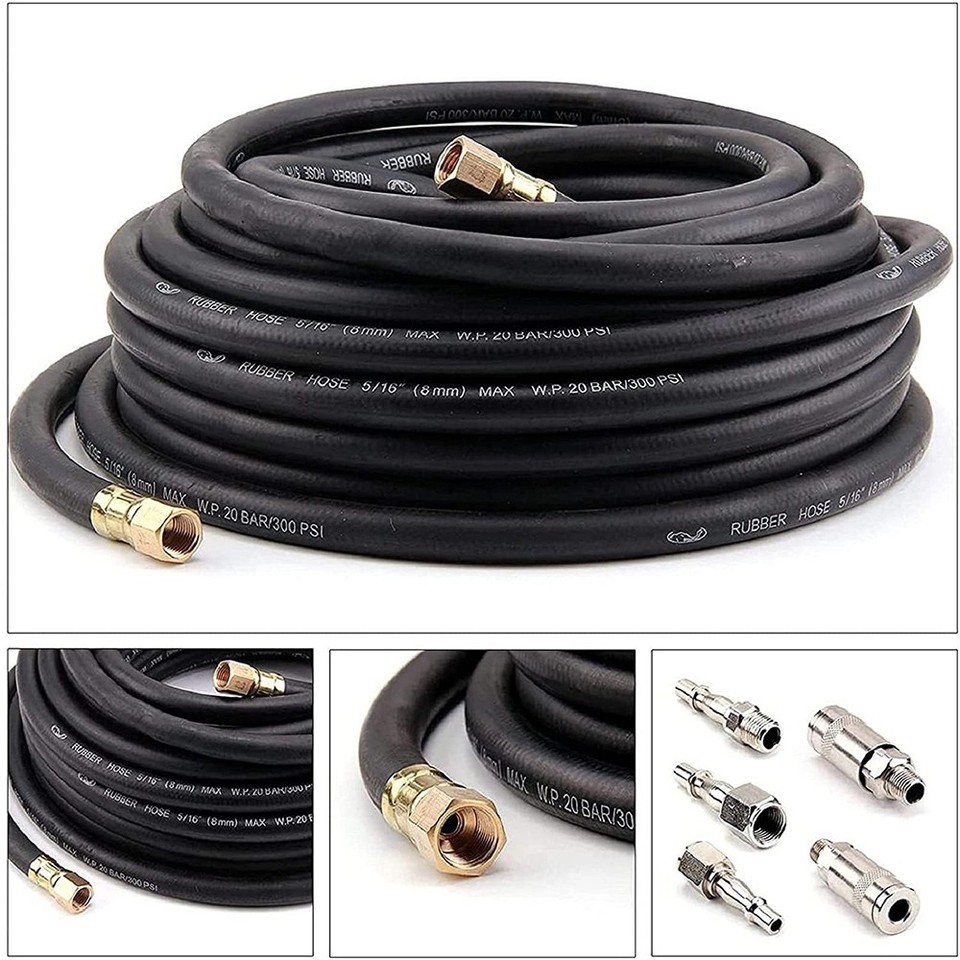 9.5mm Rubber Air Compressor Hose Line 15m Metre1/4 ''BSP Bore Auto ...