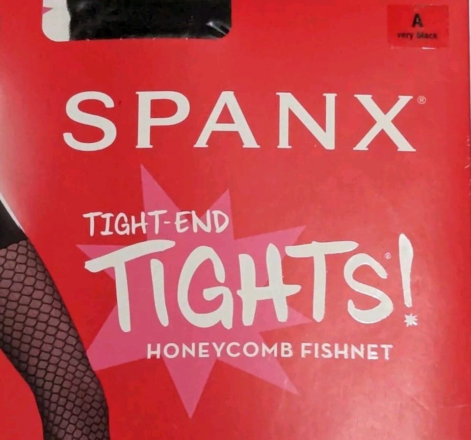 Spanx Tight End Honeycomb Fishnet Patterned Shaping Tights Very Black ...